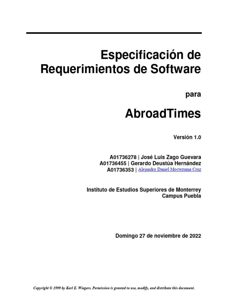 SRS Ejemplo Académico | PDF | Aplicación movil | Software