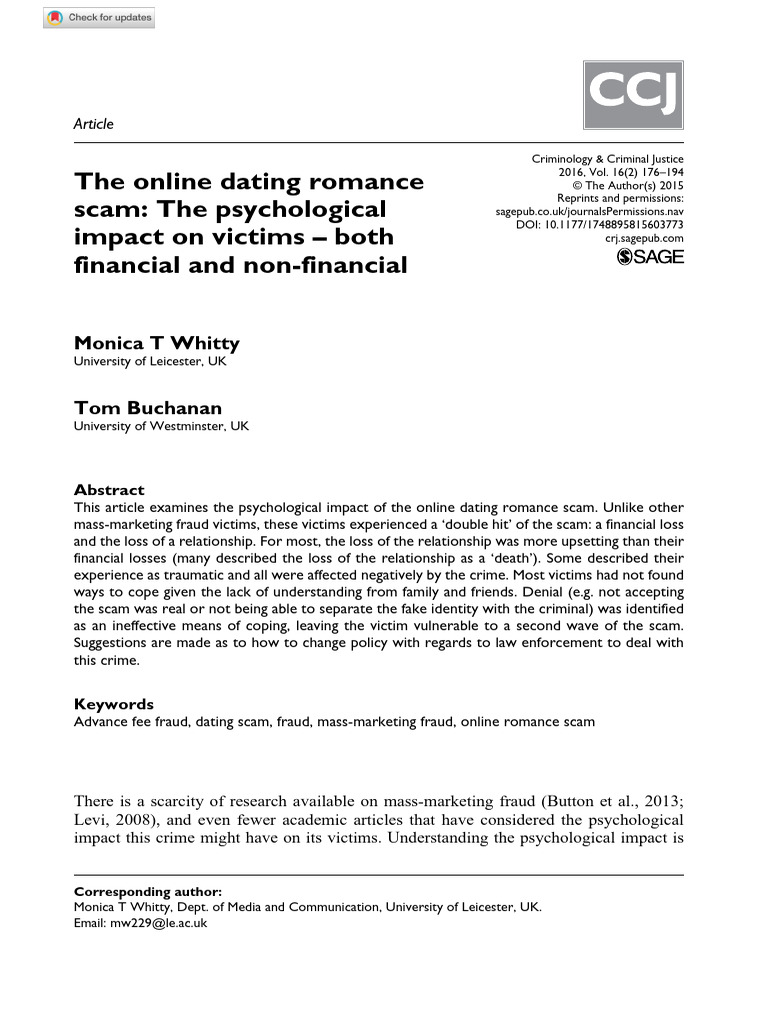 Online Dating Scam: Victims' Psychology | PDF | Psychological Trauma | Rape