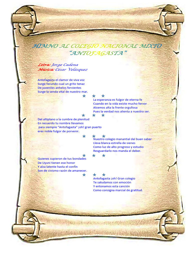 Himno Al Colegio Antofagasta | PDF