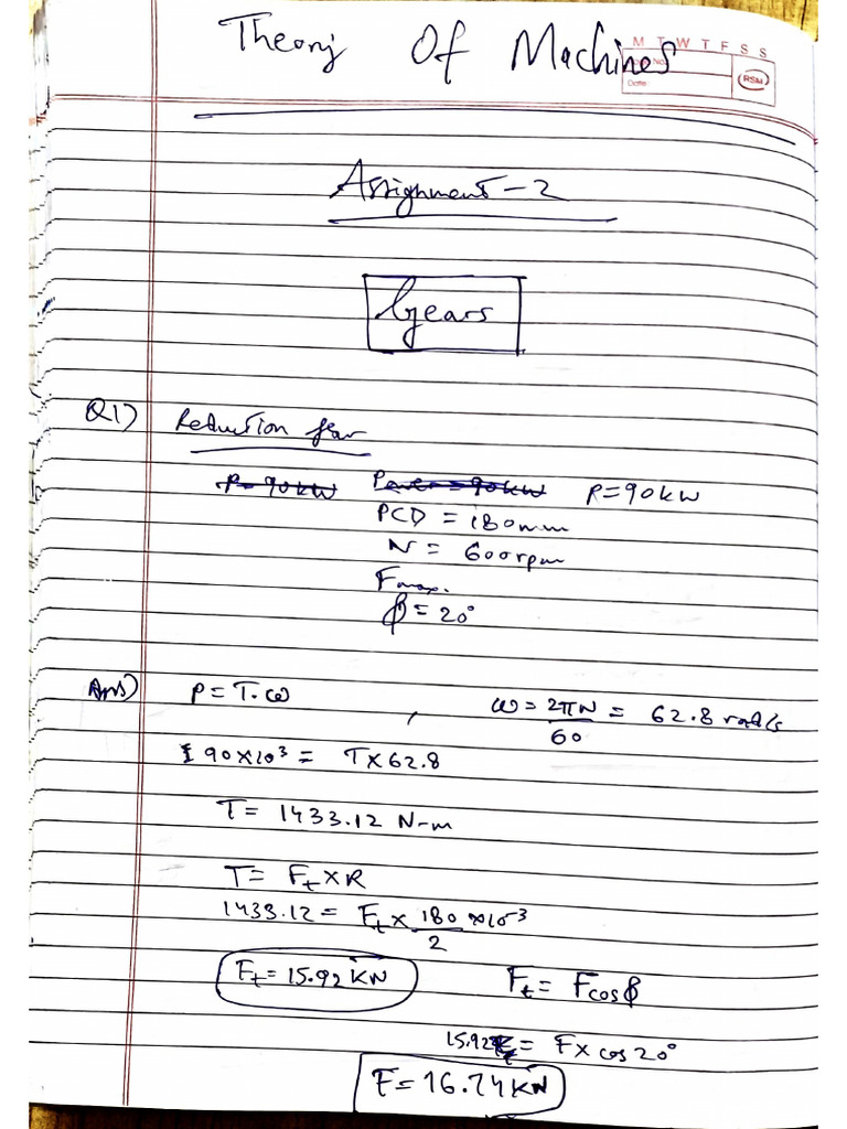Theory of Machines Assignment-2 (22109033) | PDF