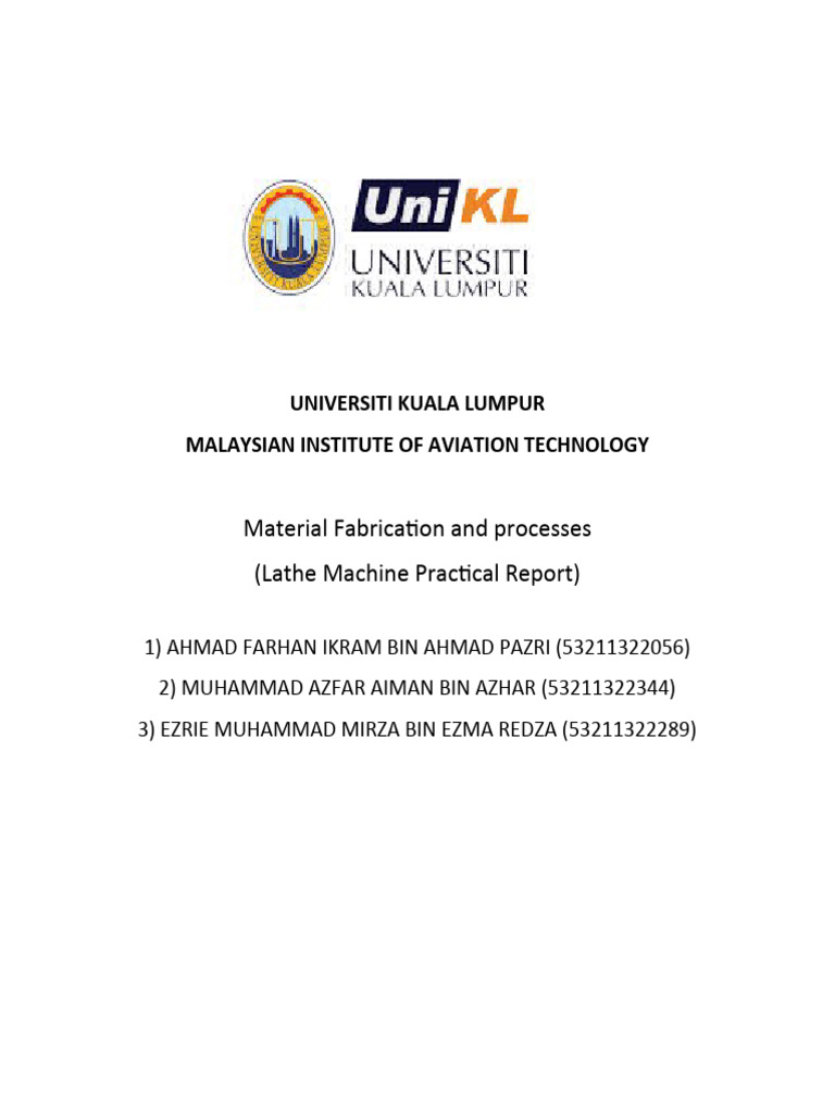 Report Material Fabrication Lathe Machine | PDF | Machining | Drilling