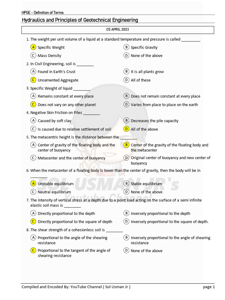 (Definition of Terms) | PDF | Soil Mechanics | Buoyancy