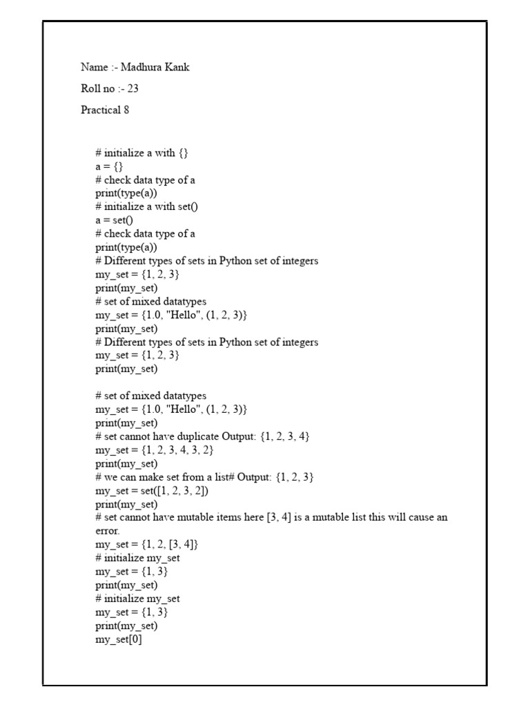 Pratical 8 | PDF | Data Type | Computer Programming Pratical 8 | PDF | Data Type | Computer Programming