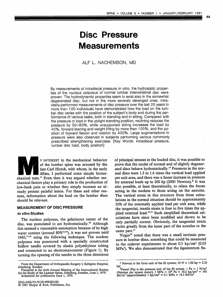 Disc Pressure Measurements | PDF