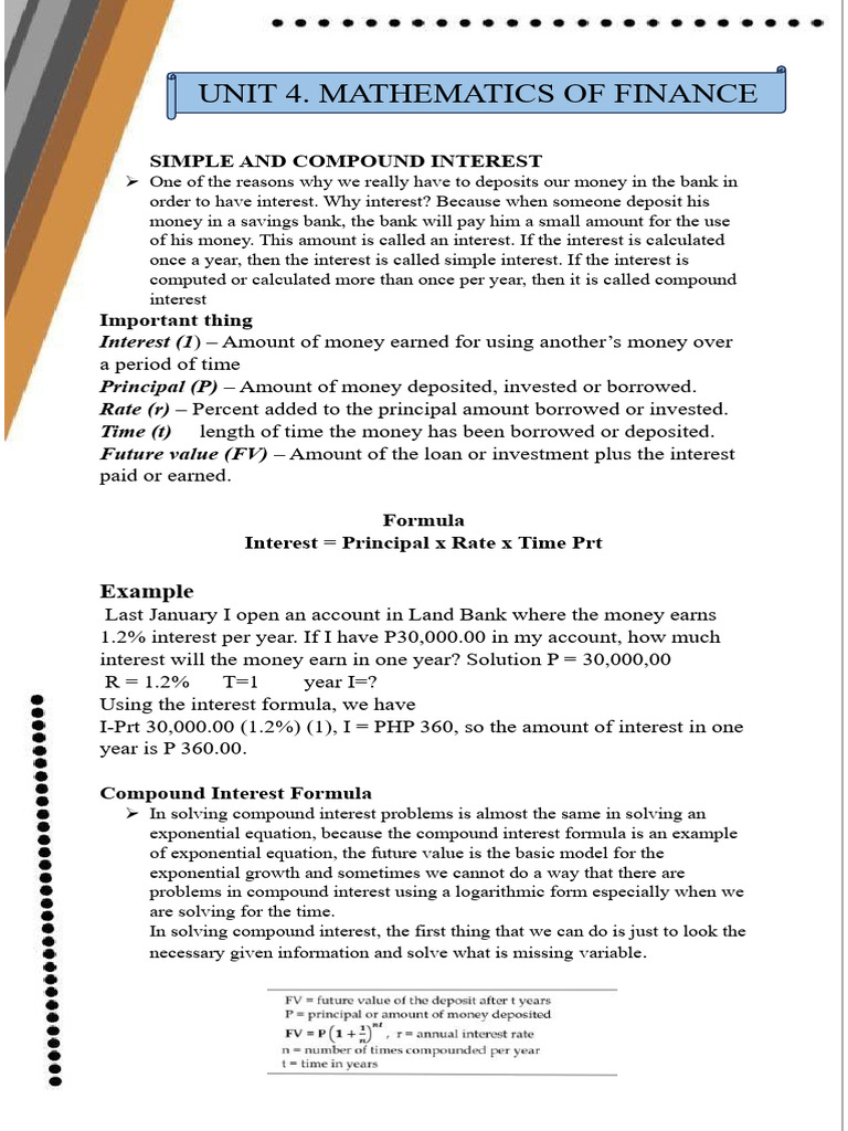 Unit 4 Sure | PDF | Interest | Compound Interest
