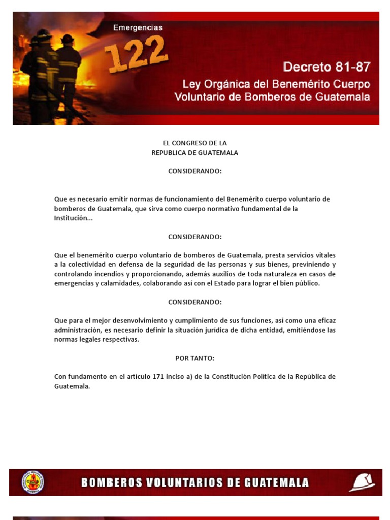 Ley Organica Bomberos | PDF | Guatemala | Bombero