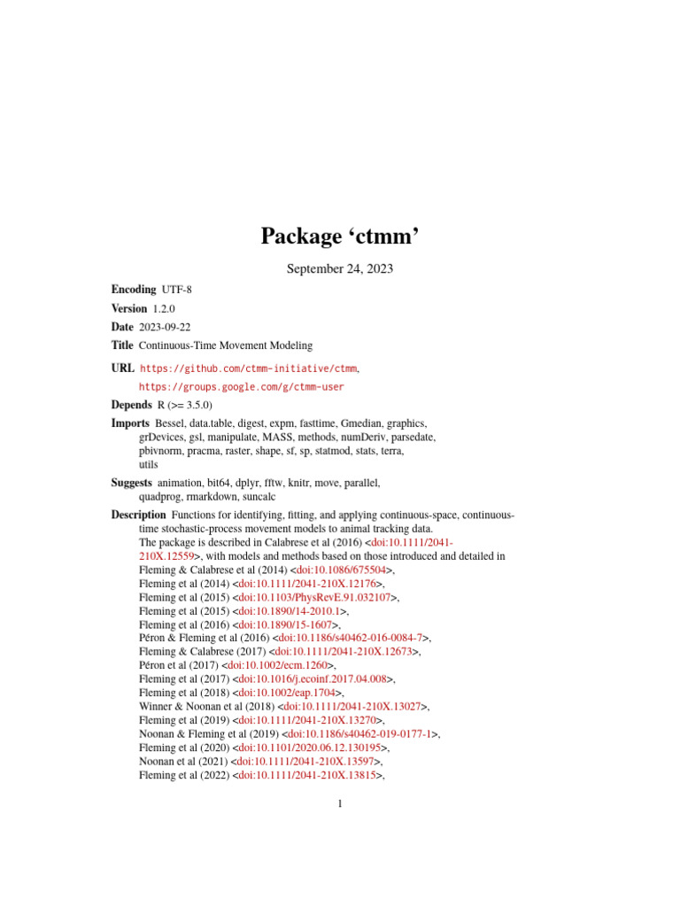 Continuous-Time Movement Modeling | PDF | Probability Density Function ...