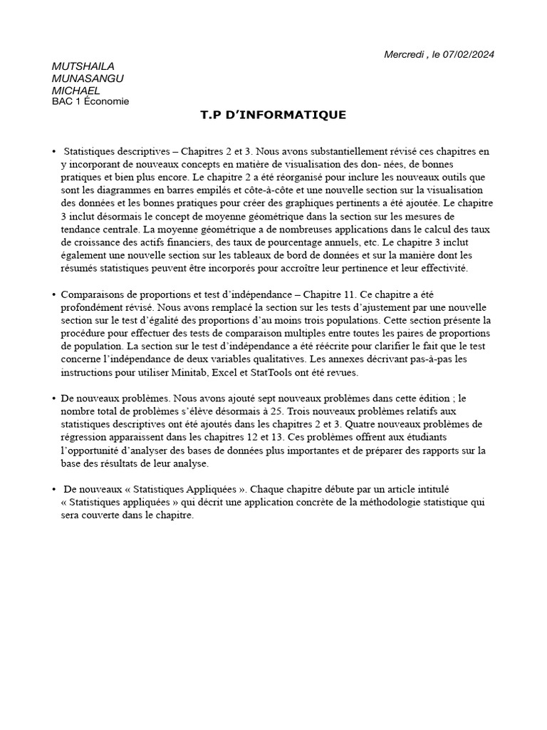 TP Informatique 1 | PDF