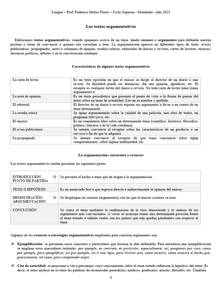 La Argumentacion Concepto y Caracteristicas | PDF | Ensayos | Verbo