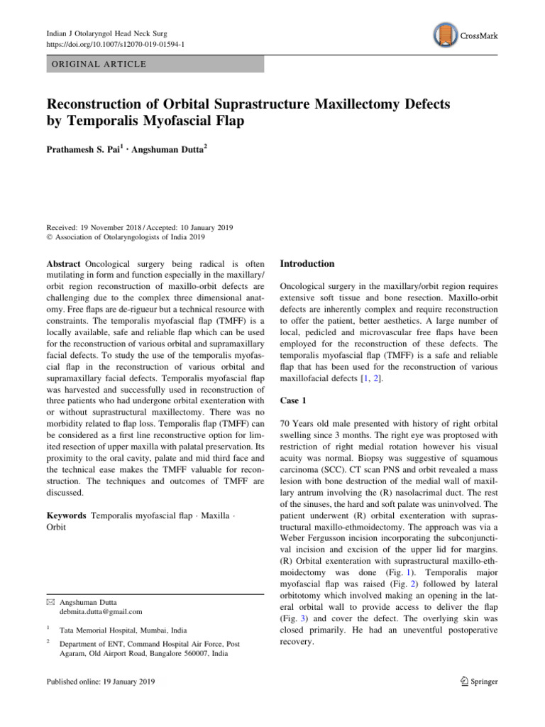 Reconstruction of Orbital Suprastructure Maxillectomy Defects by ...