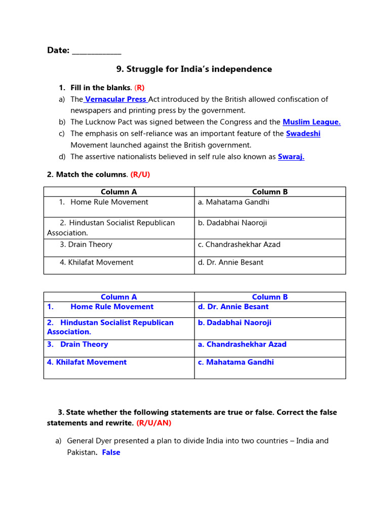 AS - WB - CB - VIII - CH.9 - Struggle For Indias Independence | PDF ...