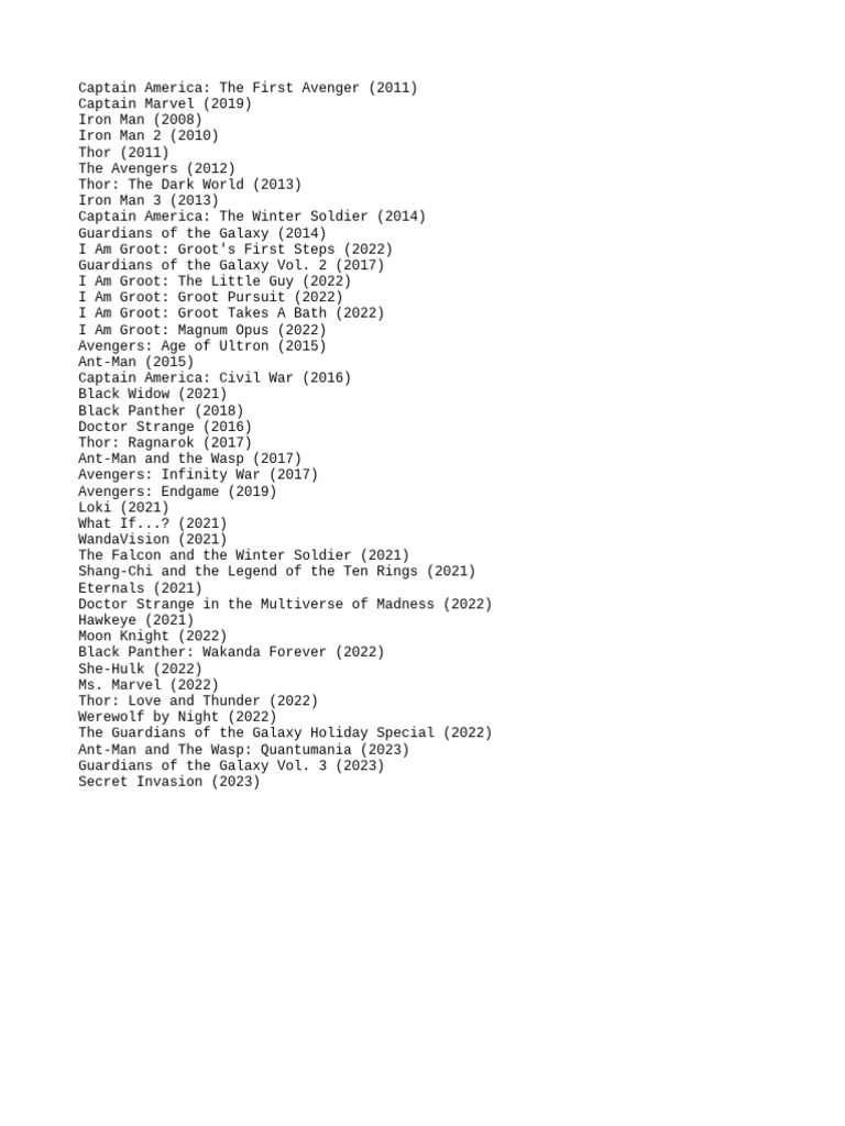 Complete MCU Timeline 2023 | PDF