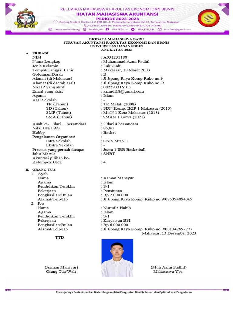Form Biodata Kuning | PDF