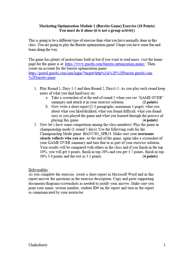 Optimization Burrito Exercise Updated | PDF | Career & Growth | Sports ...