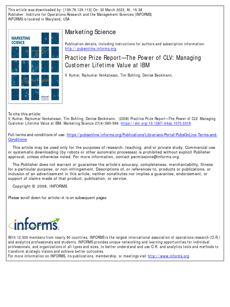 CLV Reading2 | PDF | Marketing | Customer Relationship Management