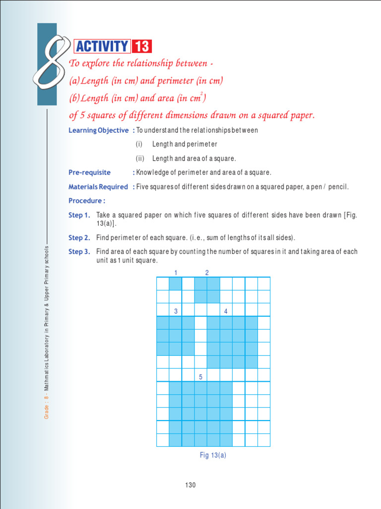 CBSE Class 8 Maths Activity 13 | PDF | Area | Mathematics