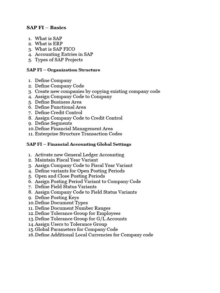 SAP FICO E Syllabus | PDF | Depreciation | Accounting