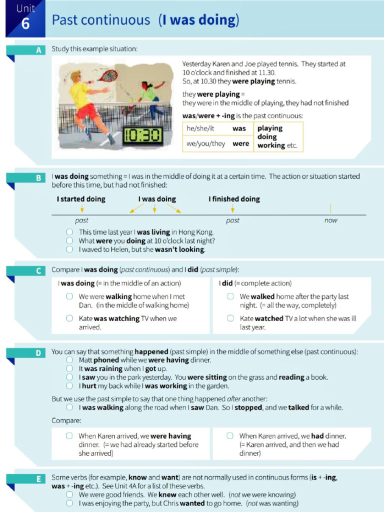 Contrast Between Past Simple and Past Continuous | PDF