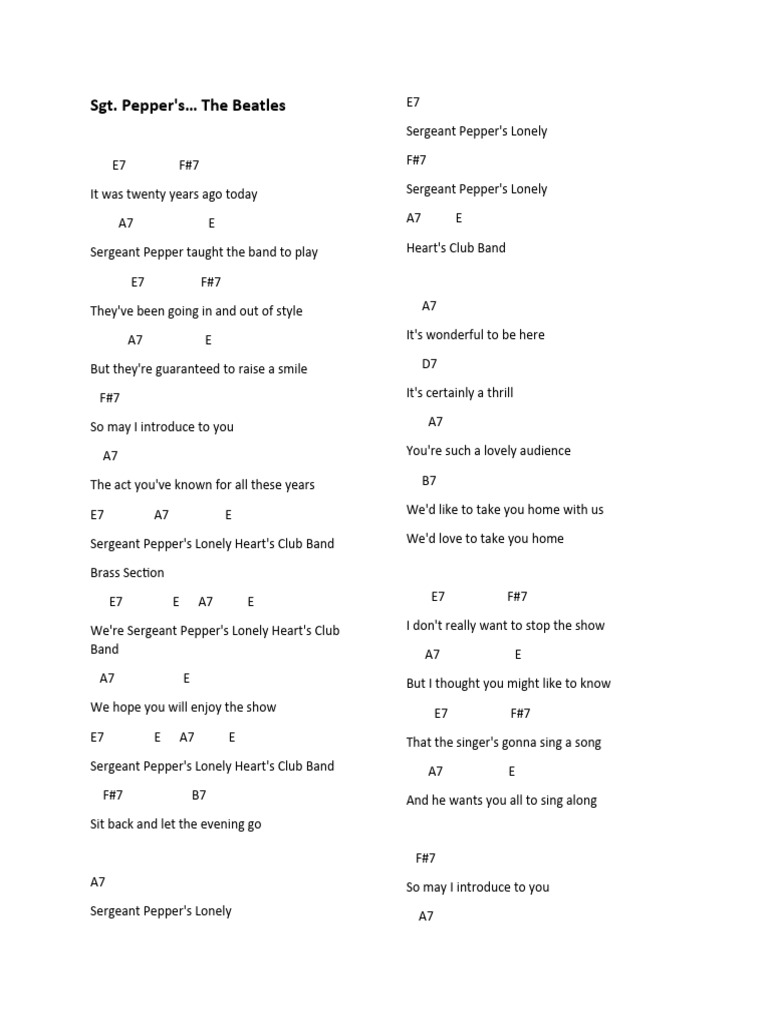 Sgt. Pepper's The Beatles | PDF | Poetry