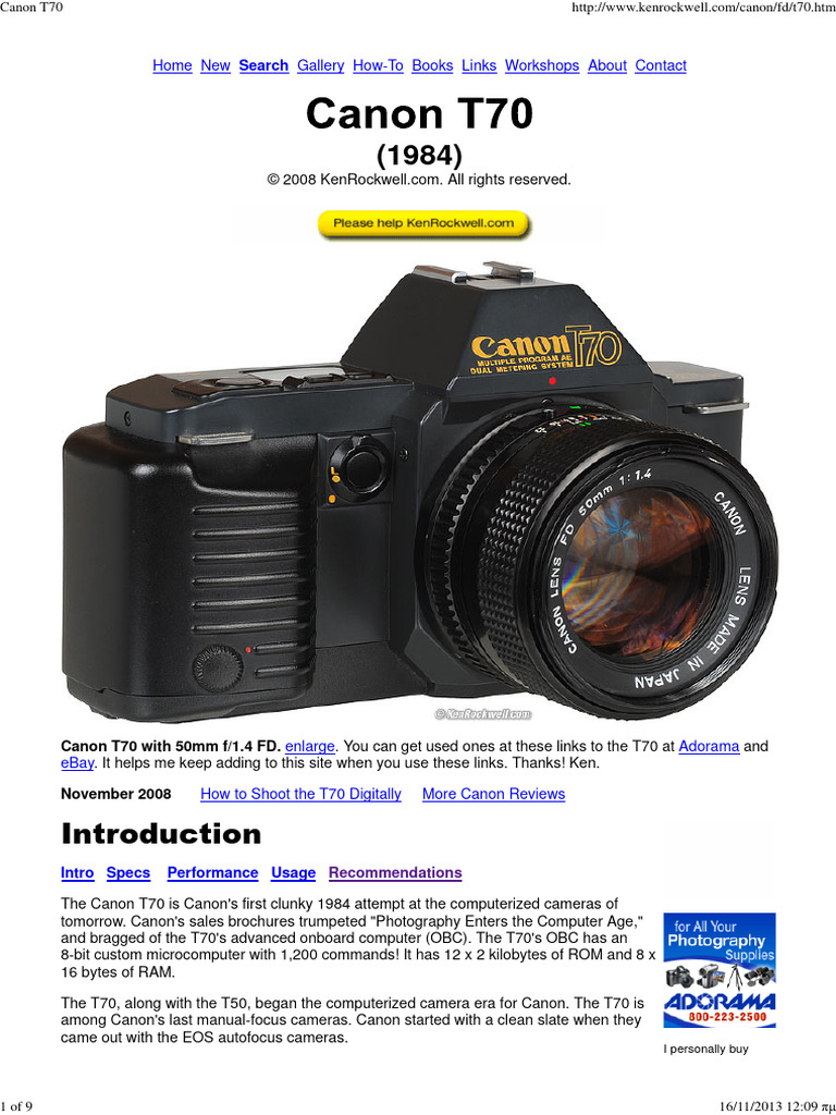 Canon T70 | PDF