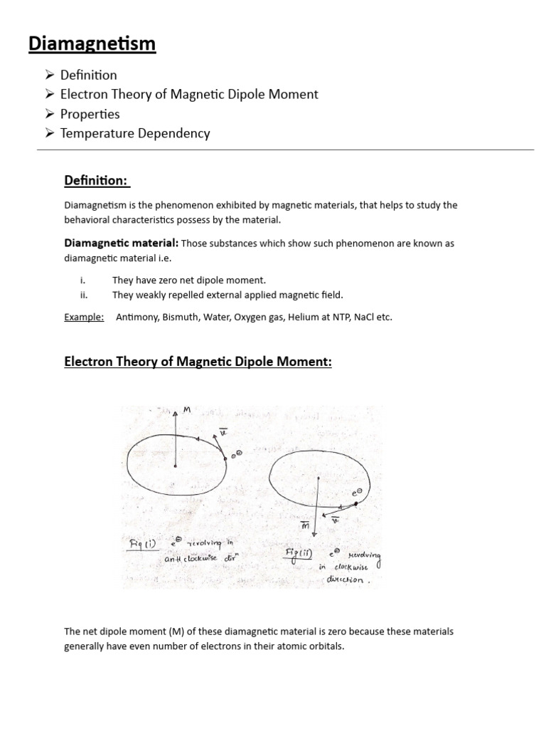 Diamagnetism | PDF | Teaching Methods & Materials