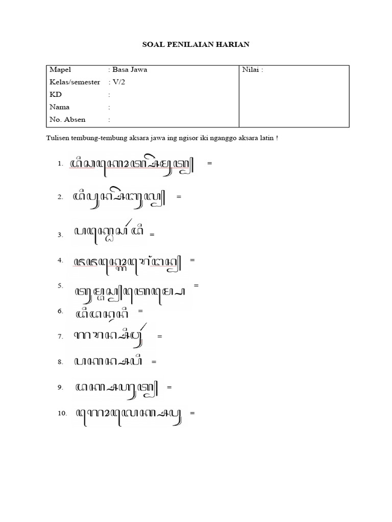 Contoh Soal BASA JAWA | PDF
