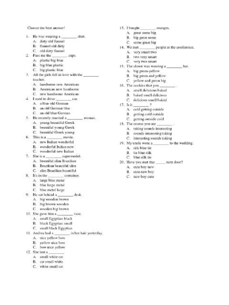 Soal Adjective in Series | PDF