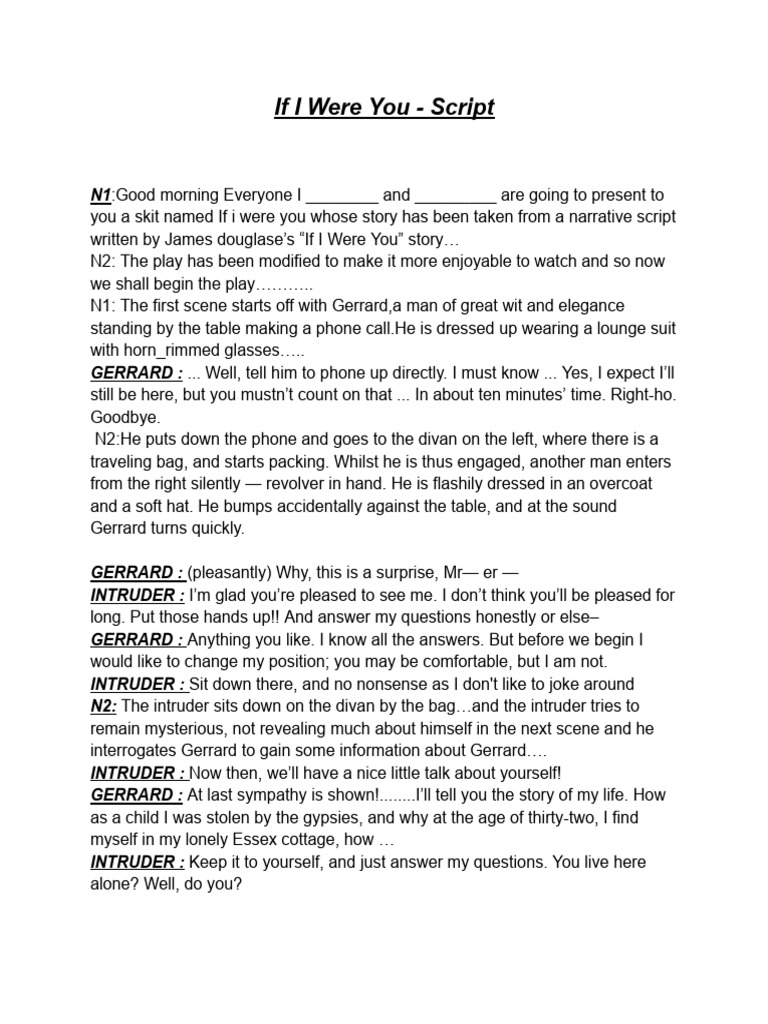 If I Were You - Script | PDF