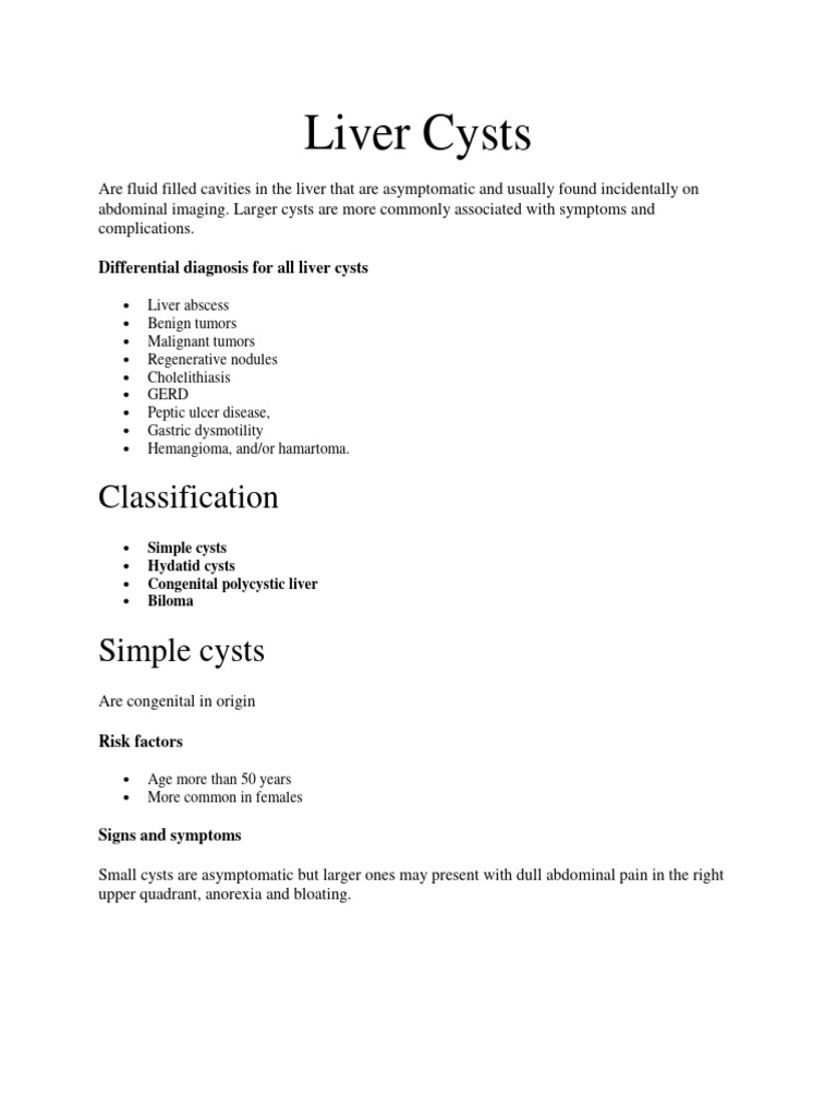 Understanding Liver Cysts: Types & Symptoms | PDF | Lifestyle