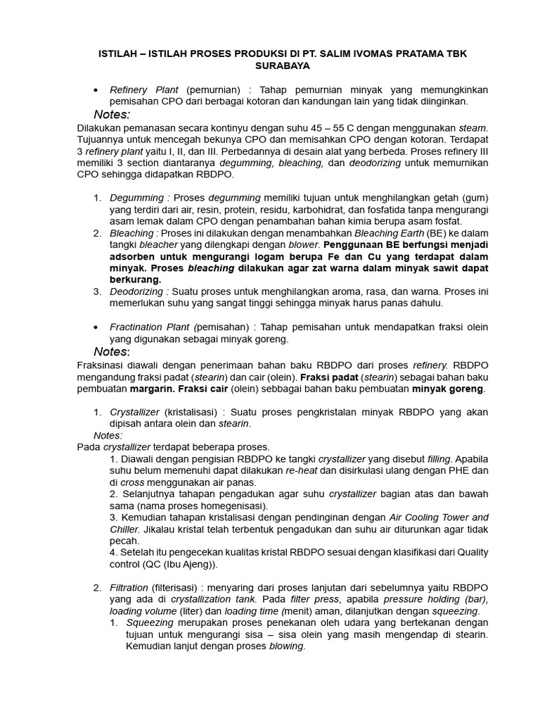 Proses-Proses Produksi Di PT SIMP | PDF