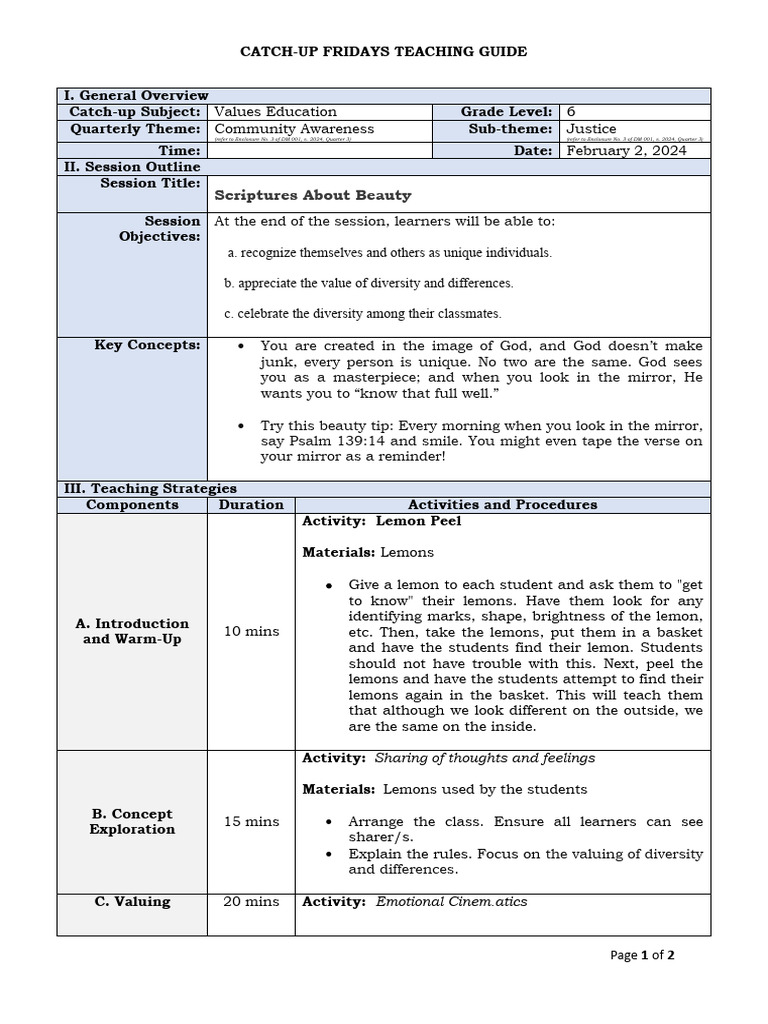 ANGCOS - TG - Values Ed 7 Sample | PDF
