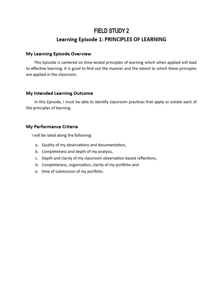 Episode 1. 1 Principles of Learning Final Answer | PDF | Learning | Teachers