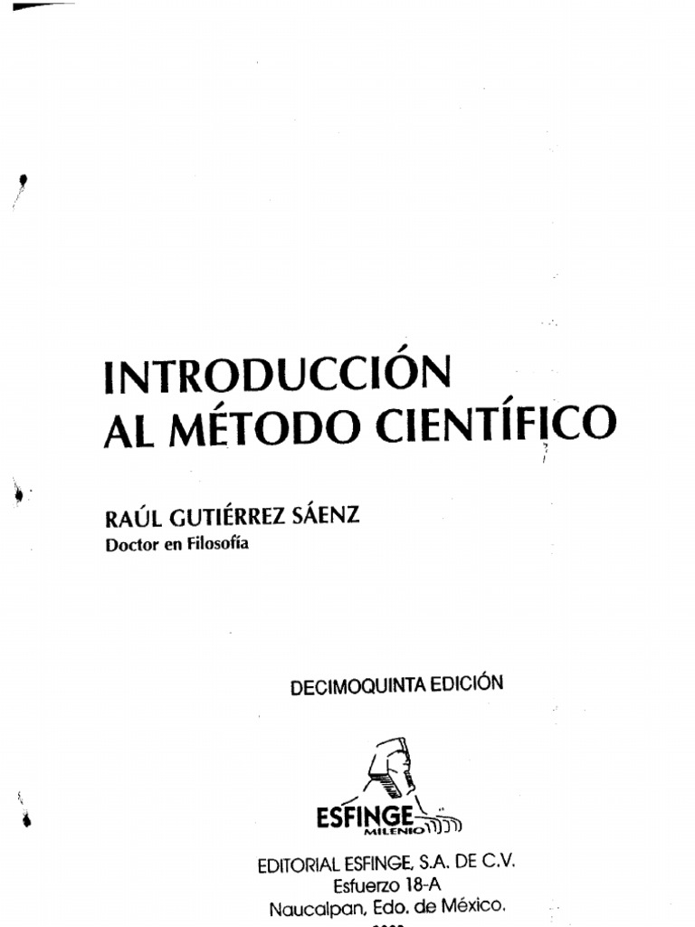 Gutiérrez. R. (1980) - Introducción Al Método Científico - México Esfinge (Páginas 15 - 26) | PDF