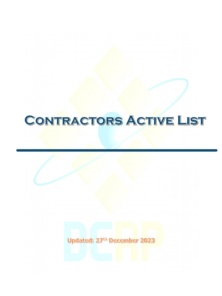 DCRP Contractor List | PDF | Engineering | Business