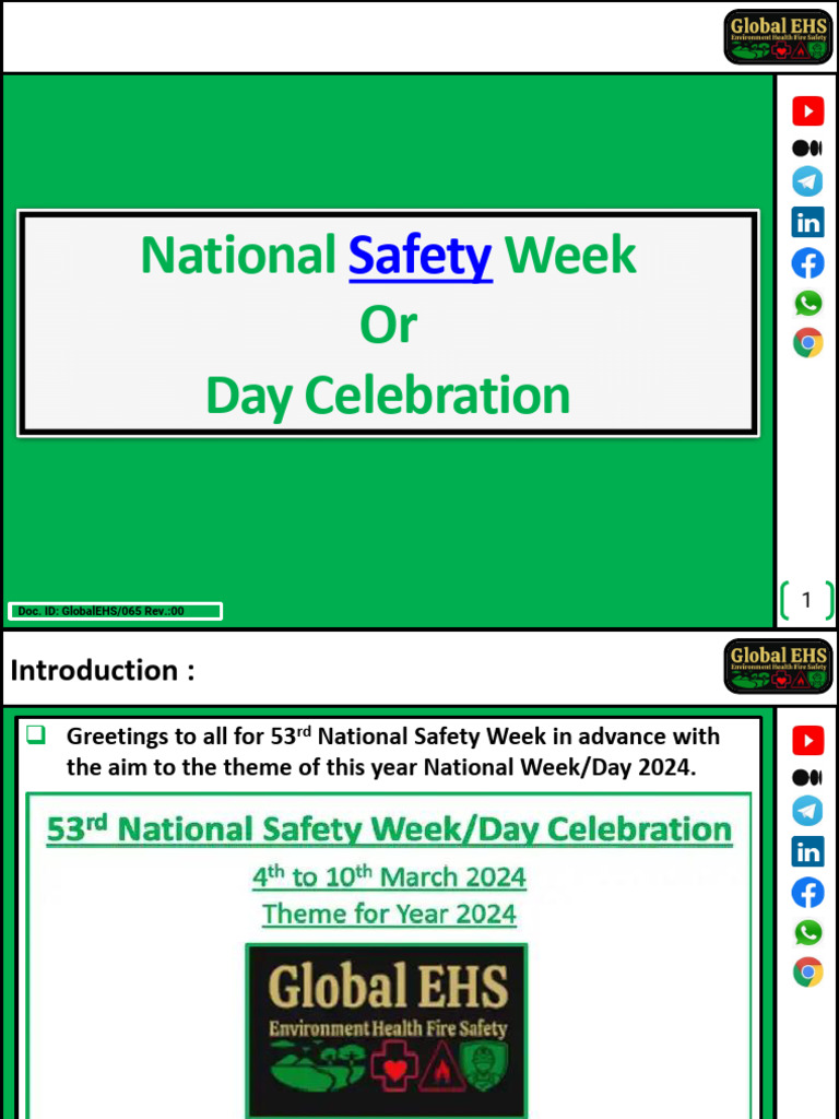 National Safety Week 2024 Global EHS 065 | Download Free PDF | Leadership | Safety