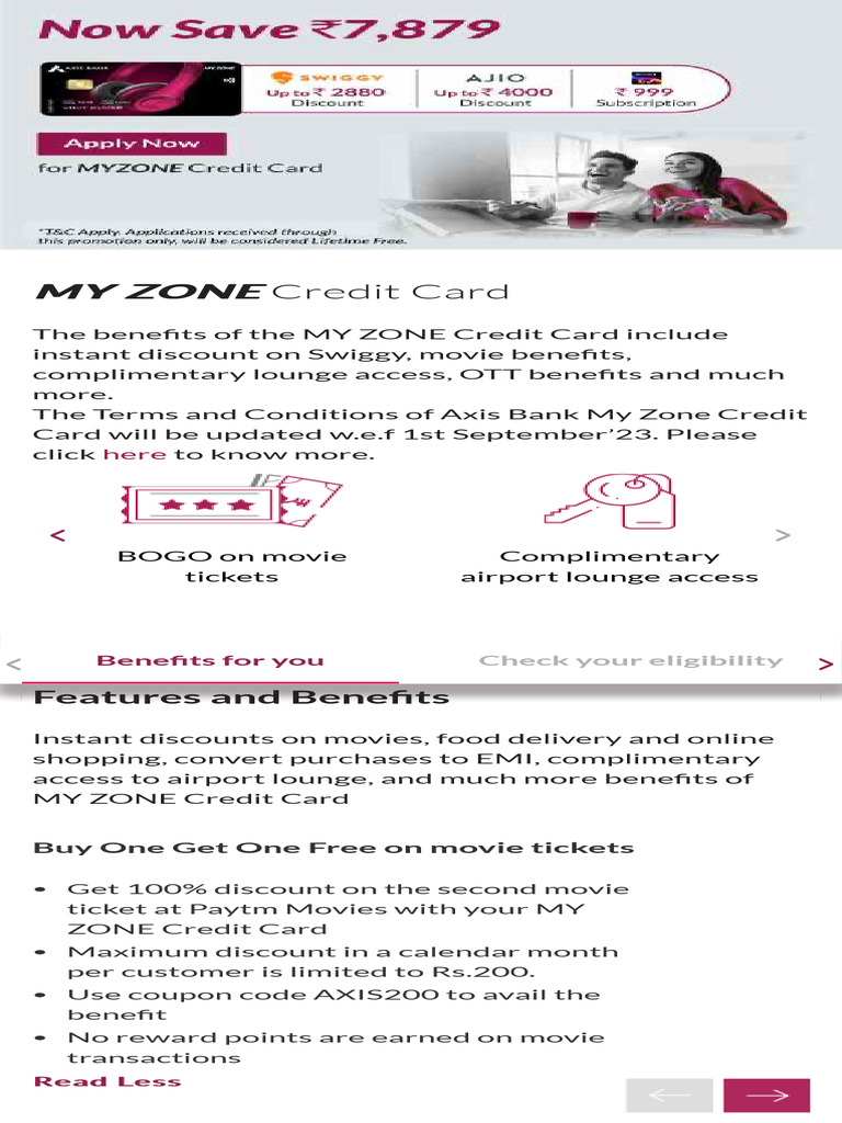 My Zone Credit Card Swiggy Benefits | PDF | Finance & Money Management
