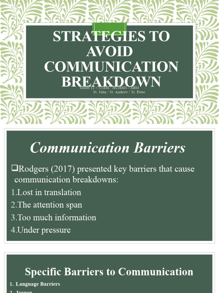3 Strategies To Avoid Communication Breakdown | PDF | Communication ...