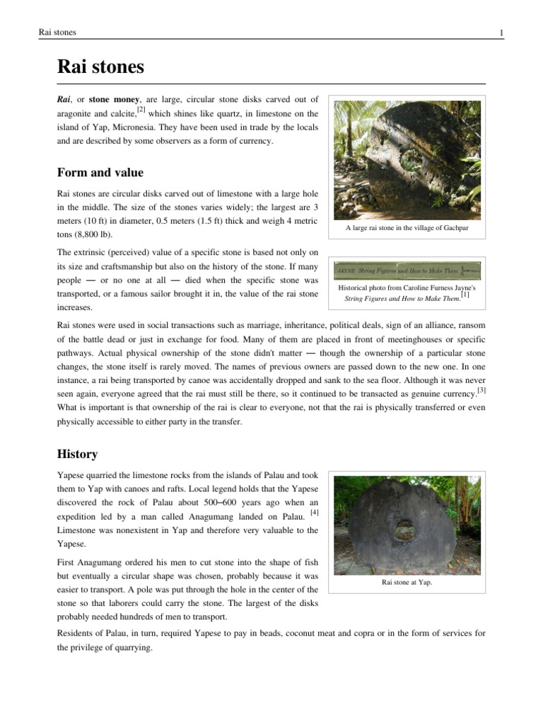 Rai Stones: Form and Value | PDF | Notes (Finance) | Rock Art
