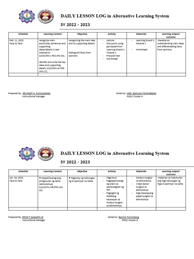 DLL Als 2022 2023 | PDF | Learning | Behavior Modification