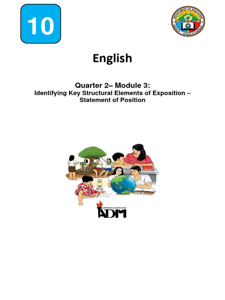 English 10 - Q2 - Module 3 - Identifying Key Structural Elements of Exposition Statement of ...