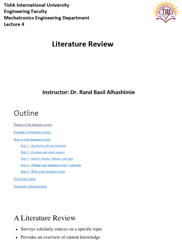 Lecture 4 Literature Review | PDF | Theory | Literature Review