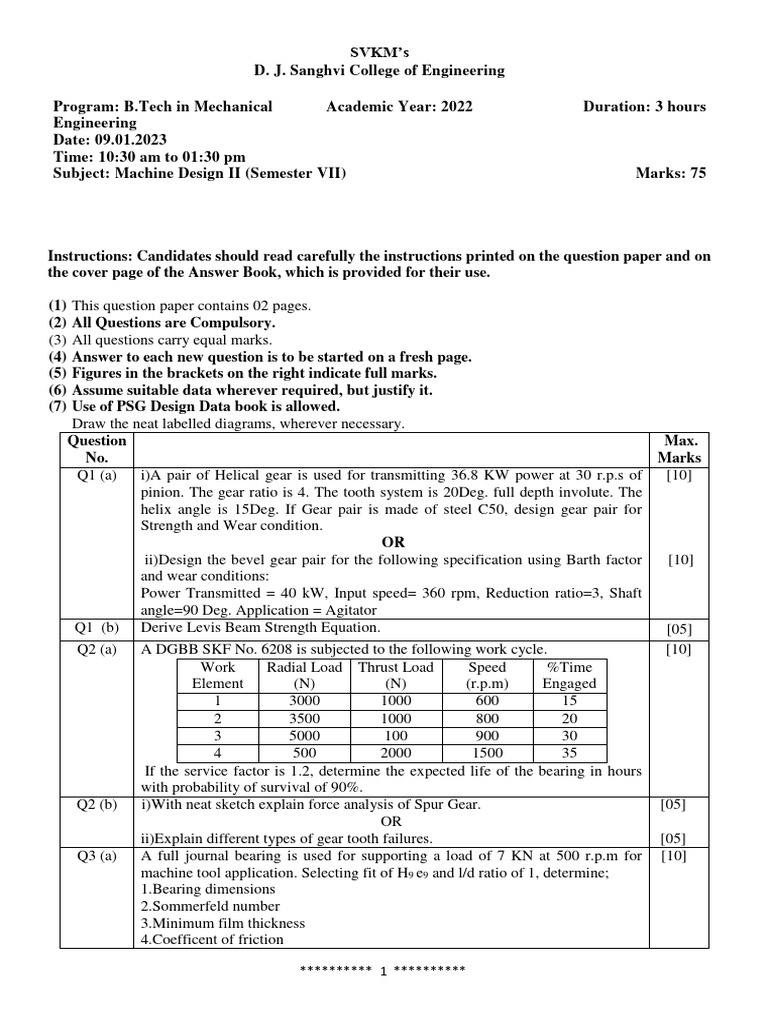 Machine Design II QP-Mech | PDF
