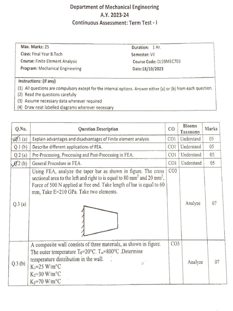 ESM Question Paper Ocred | PDF | Finite Element Method | Mechanical ...
