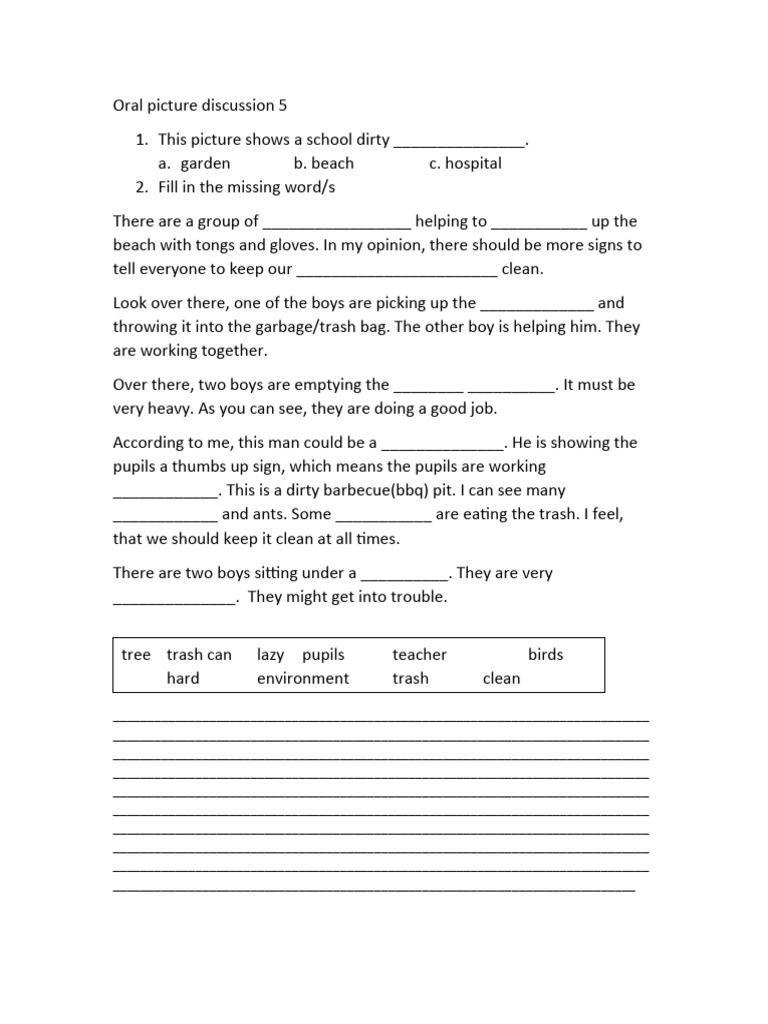 Primary 5 Oral Picture Discussion | PDF