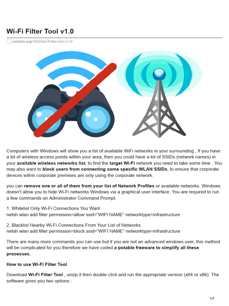 Wi-Fi Filter Tool v10 | PDF | Wi Fi | Microsoft Windows