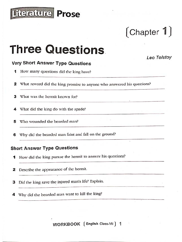 Grade 7 L.Three Questions Worksheet | PDF