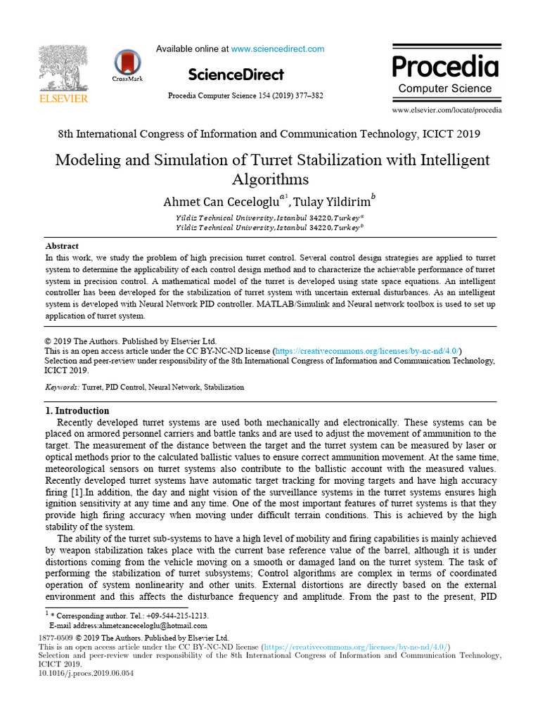 Modeling and Simulation of Turret Stabilization Wi | PDF | Control Theory | Computer Simulation
