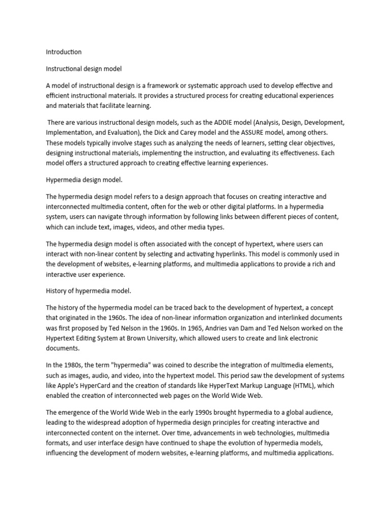 Hypermedia Model-1 | PDF | Hypertext | Instructional Design