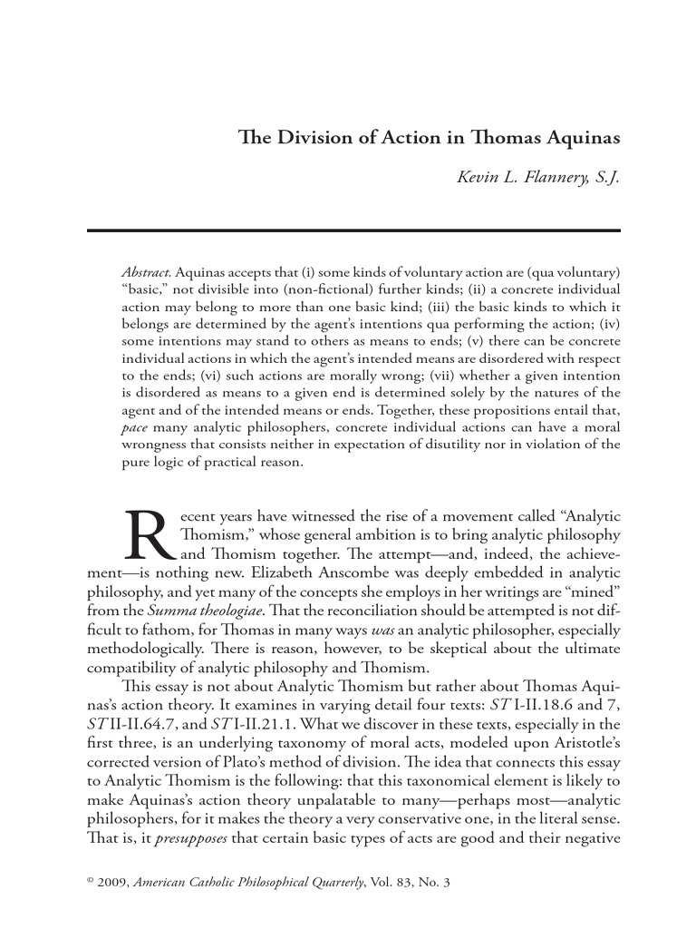 The Division of Action in Thomas Aquinas | PDF