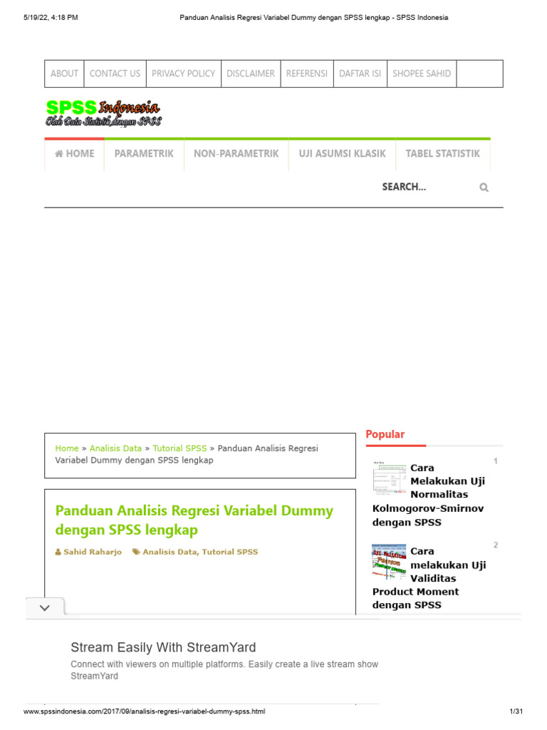 Panduan Analisis Regresi Variabel Dummy Dengan SPSS Lengkap - SPSS ...